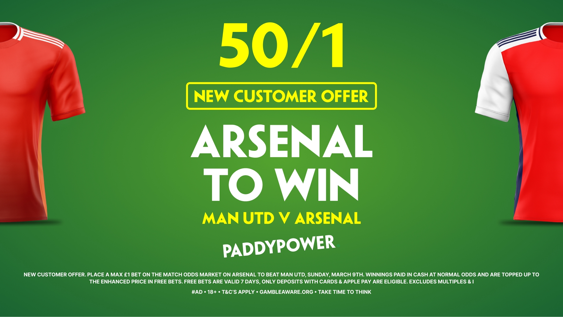 Get 100/1 Man Utd or 50/1 Arsenal to win! Paddy Power Dual Sign Up ...