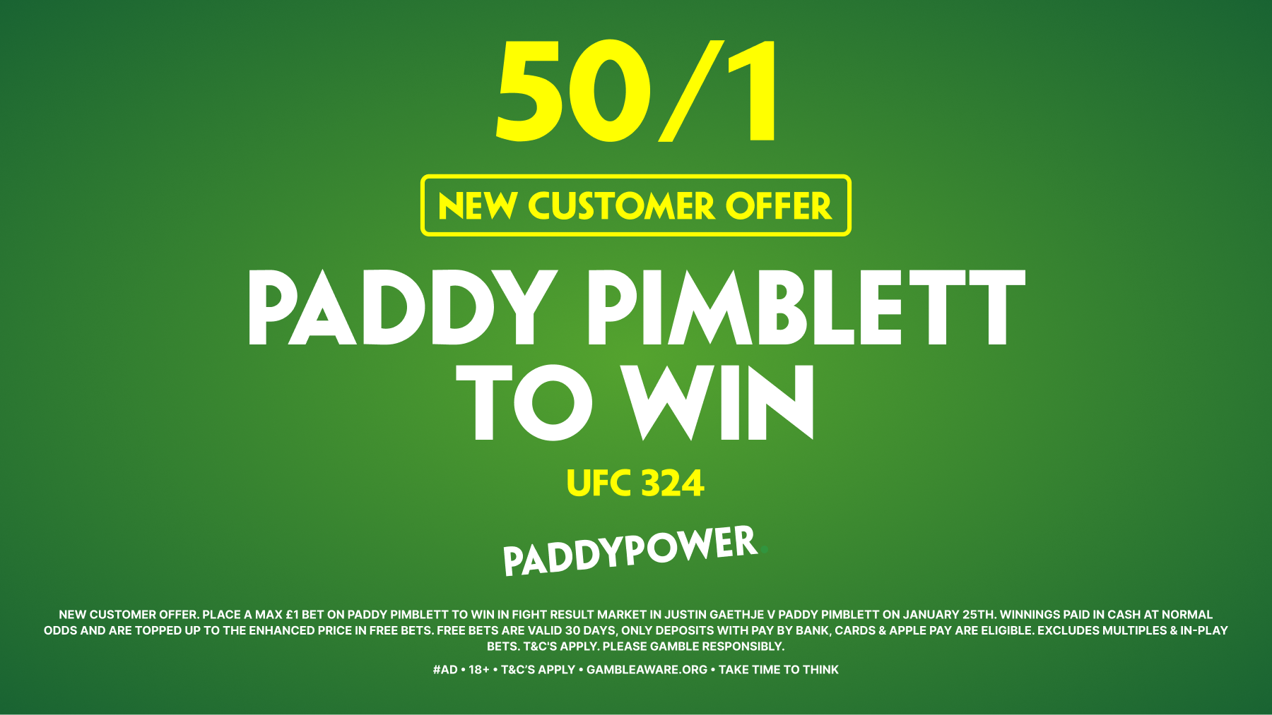 Get 50/1 for Paddy Pimblett to beat Justin Gaethje! Paddy Power Sign Up ...