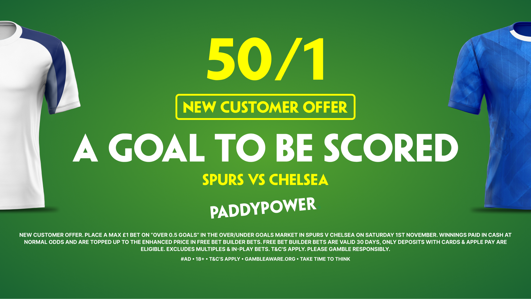 50/1 on A Goal to be Scored in Tottenham vs Chelsea! Paddy Power Sign ...