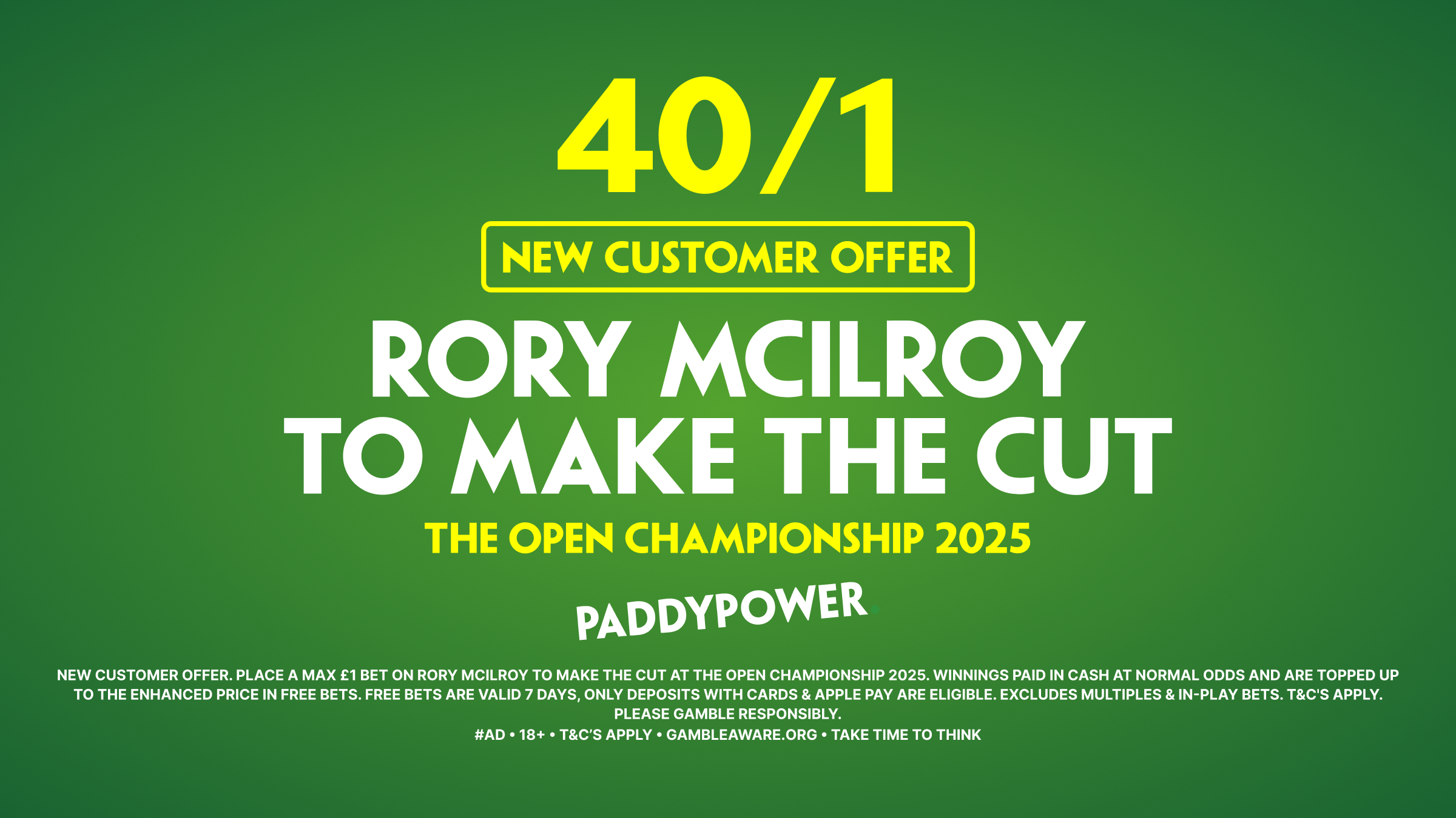 Get 40/1 For Rory McIlroy to Make the Cut at The Open Championship ...