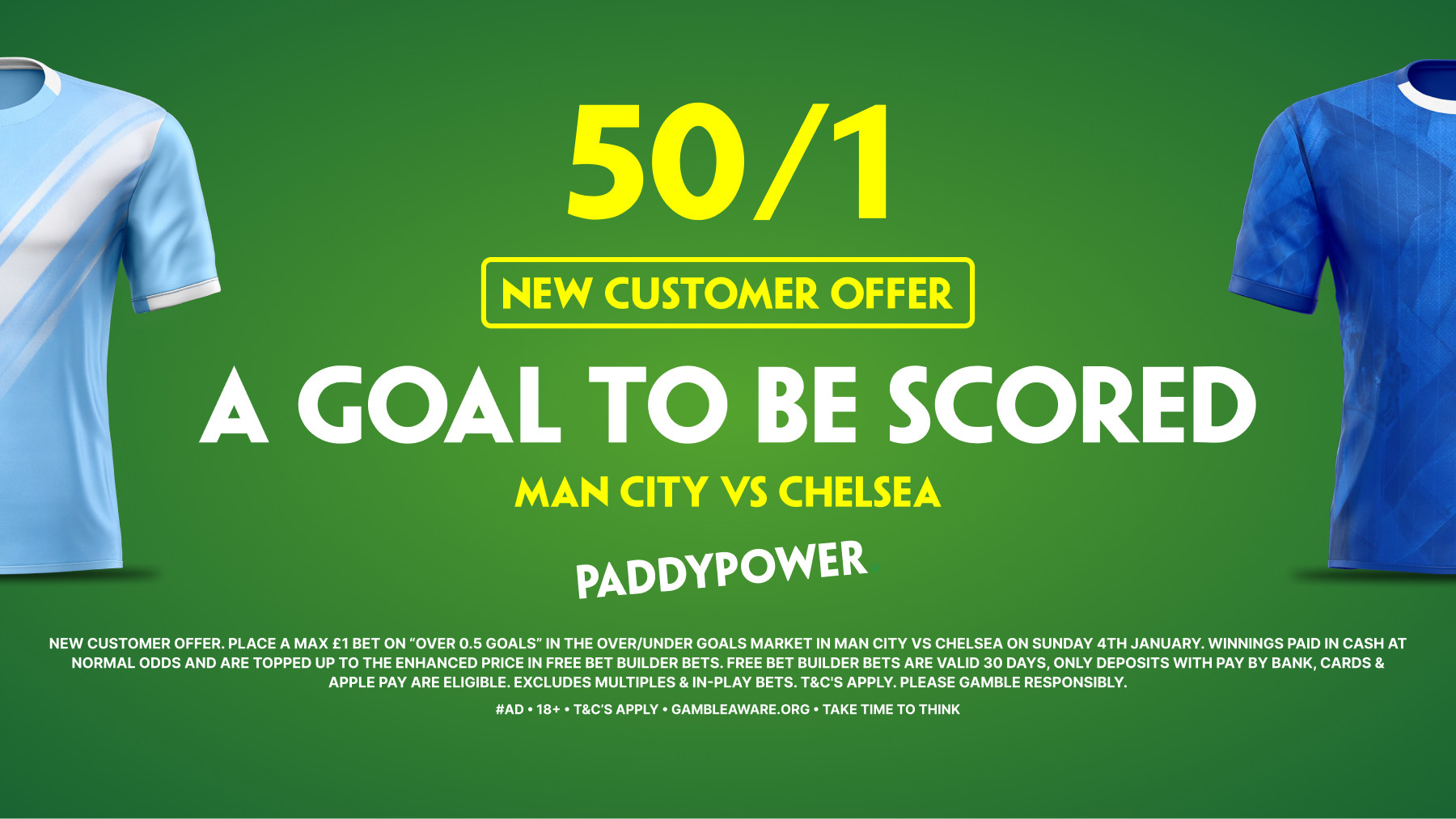 50/1 A Goal to be Scored in Man City vs Chelsea! Paddy Power Sign Up ...