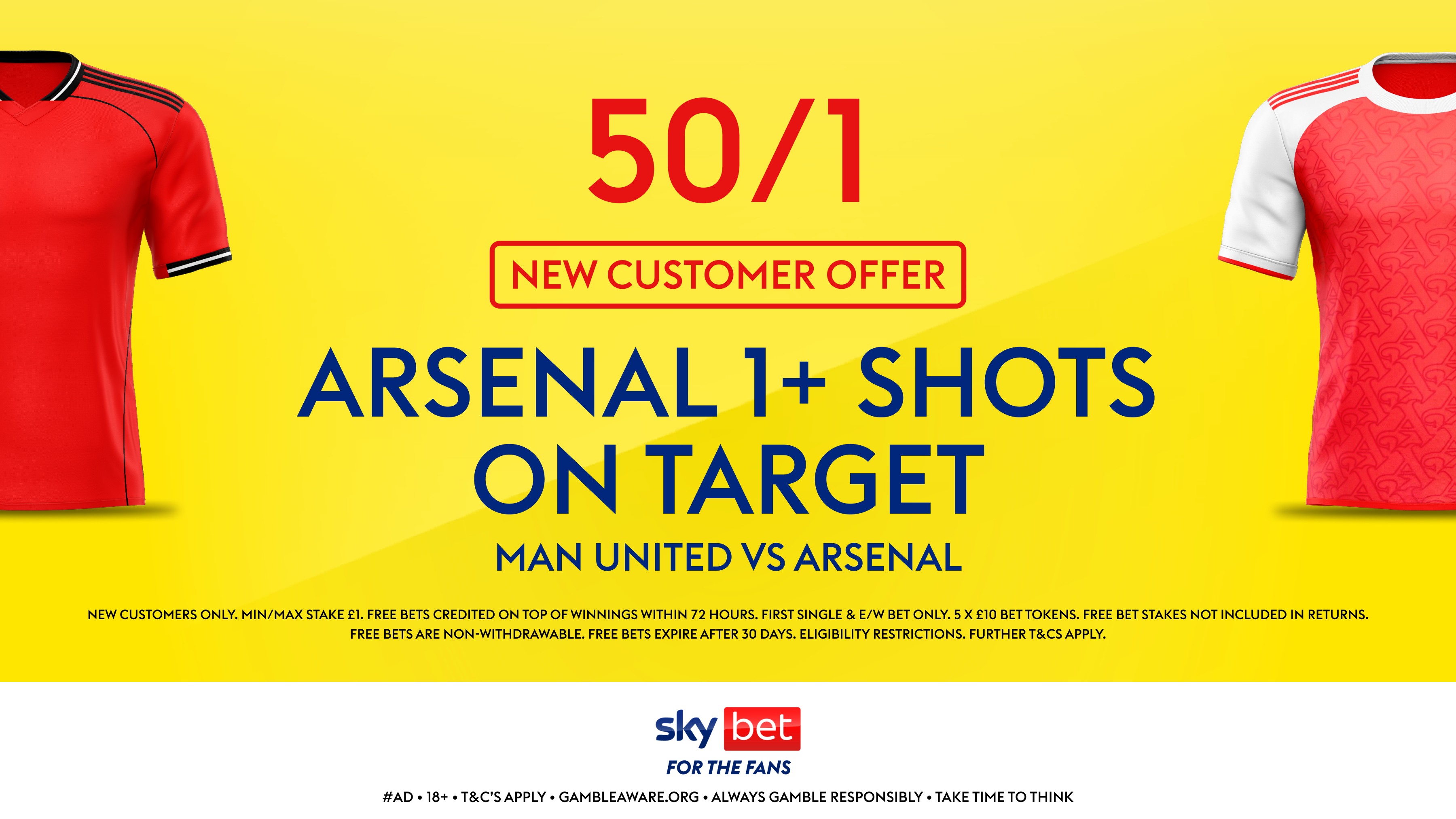 Arsenal To Have 1+ Shots On Target At 50/1 With Sky Bet’s New Customer ...