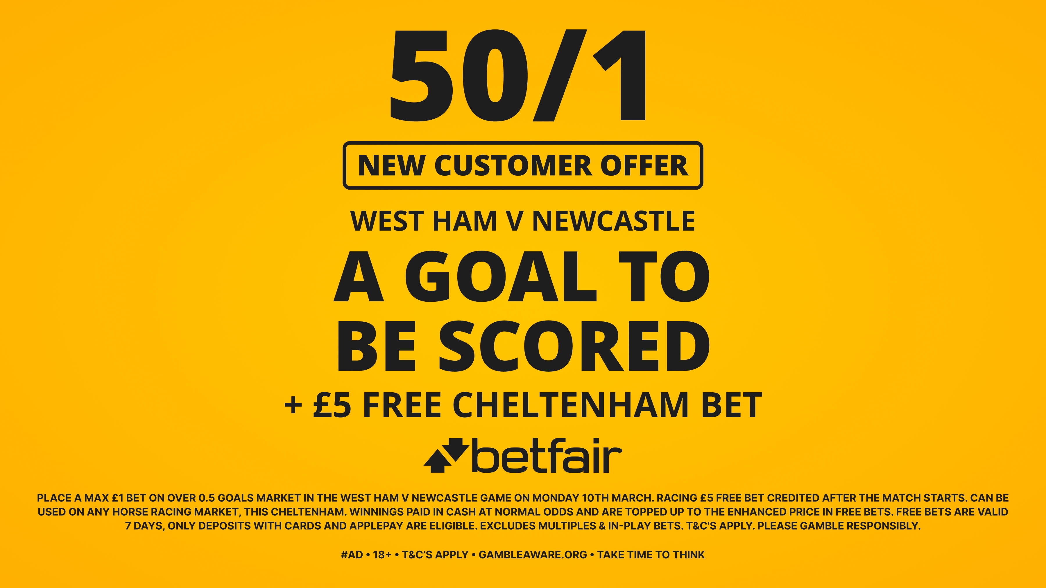 Betfair Sign Up Offer: 50/1 Over 0.5 Goals in West Ham vs Newcastle + £ ...