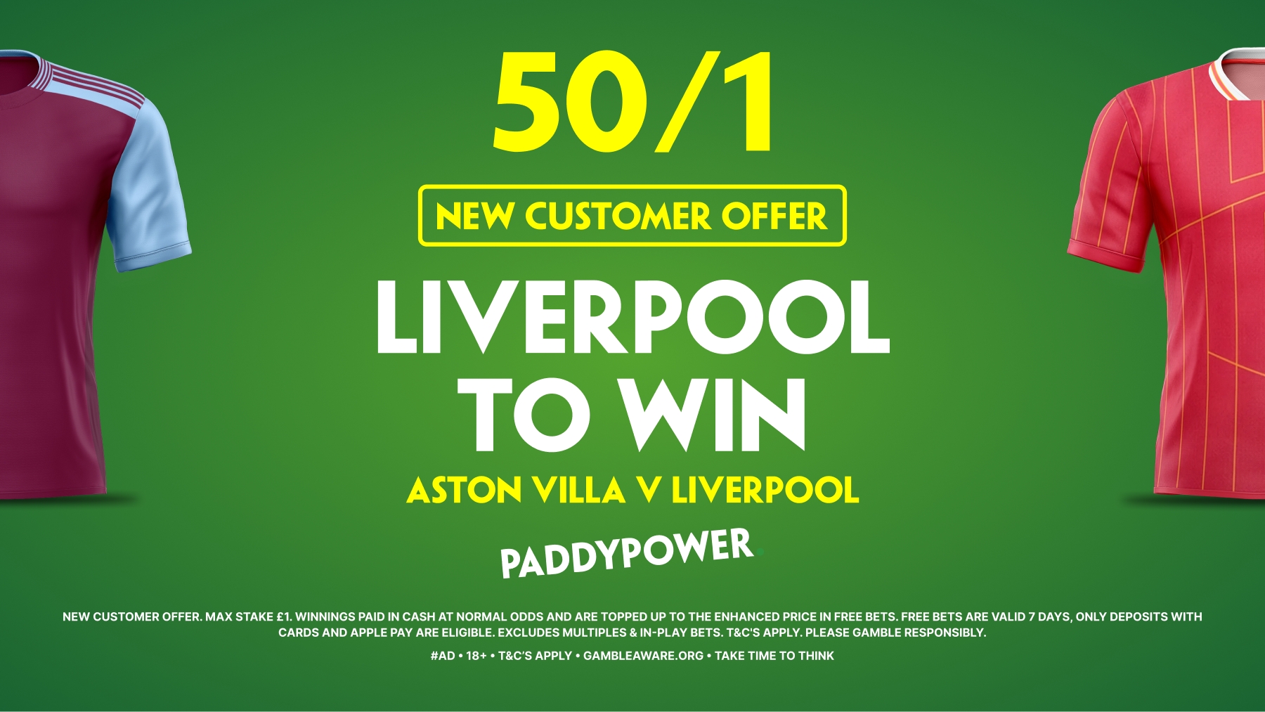 Get 50/1 Liverpool To Beat Aston Villa With Paddy Power New Customer ...
