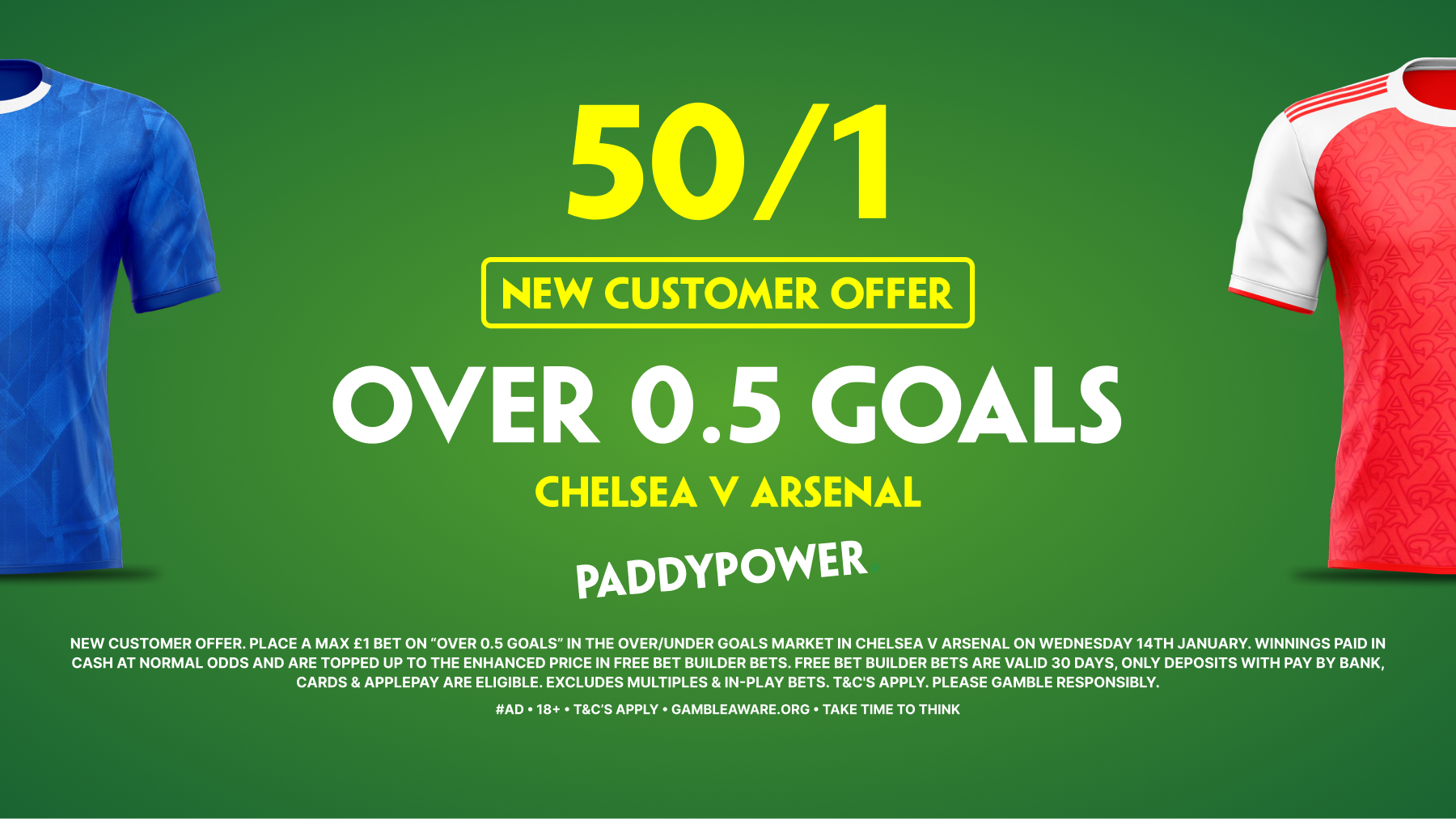 50/1 on Over 0.5 Goals in Chelsea vs Arsenal! Paddy Power Sign Up Offer ...