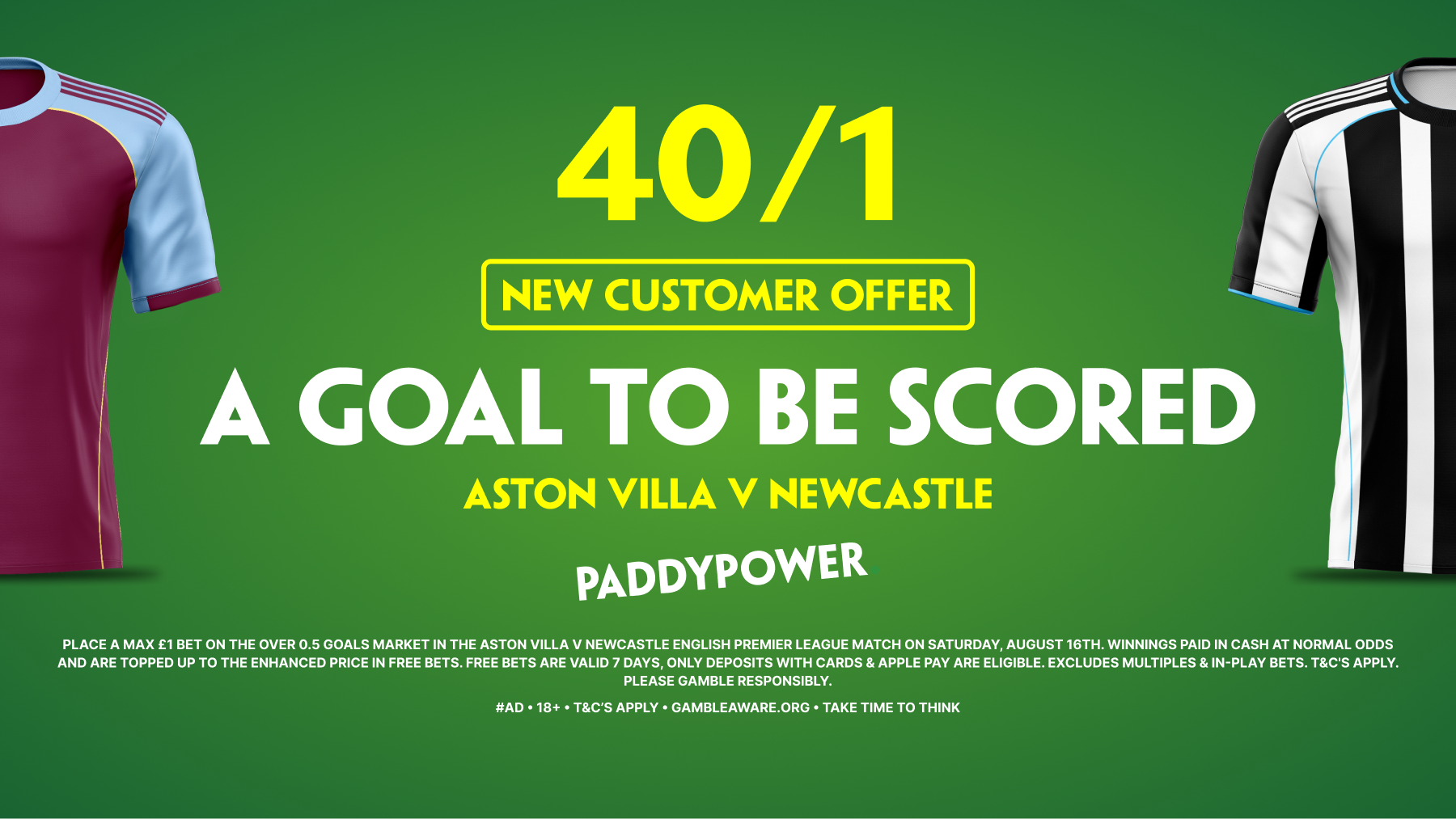 40/1 for a goal to be scored in Aston Villa vs Newcastle - Paddy Power ...